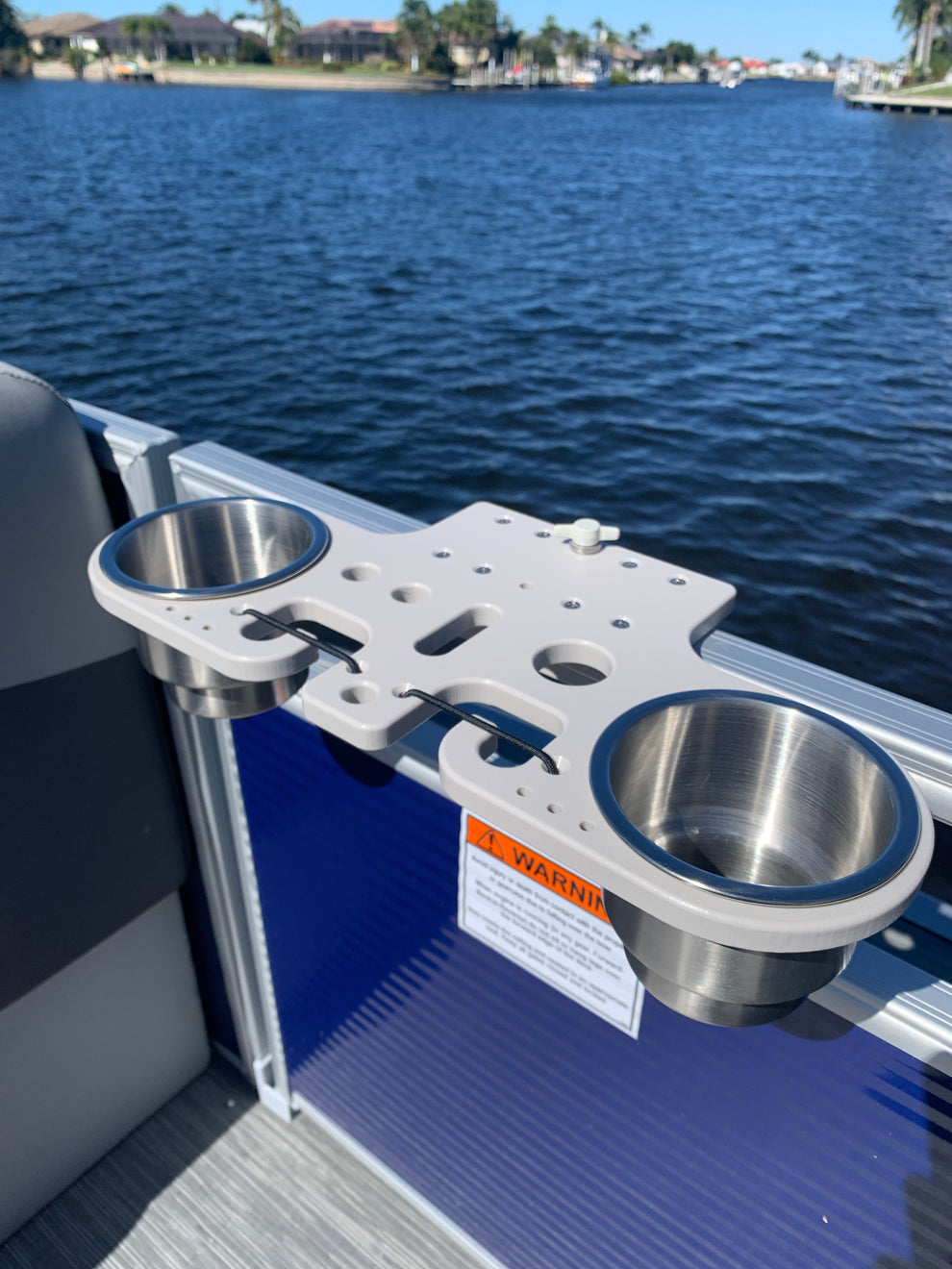 Pontoon Rail - Double Cup and Rod Holder with Tool Organizer slots ...