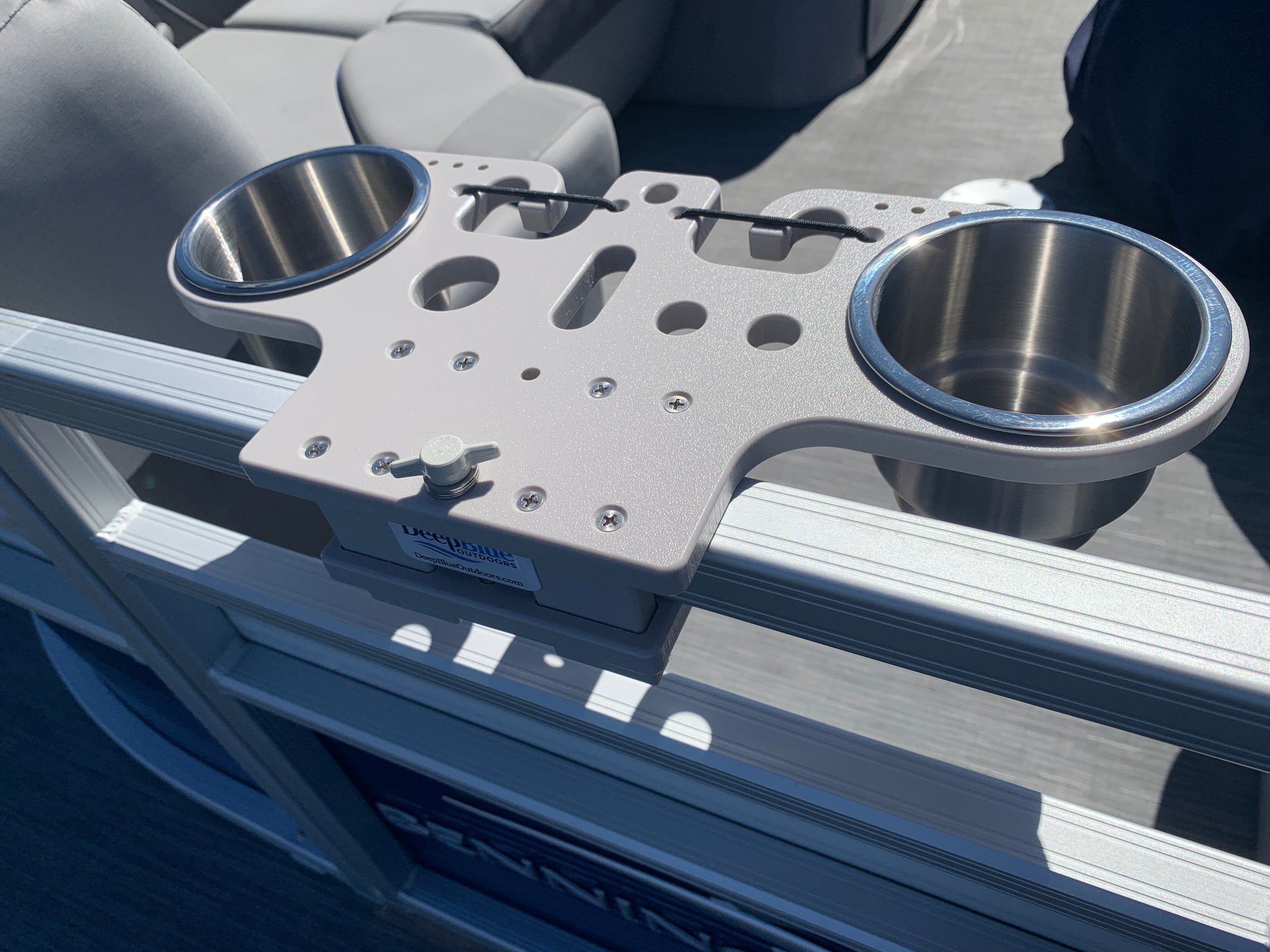 Pontoon Rail - Double Cup and Rod Holder with Tool Organizer slots ...