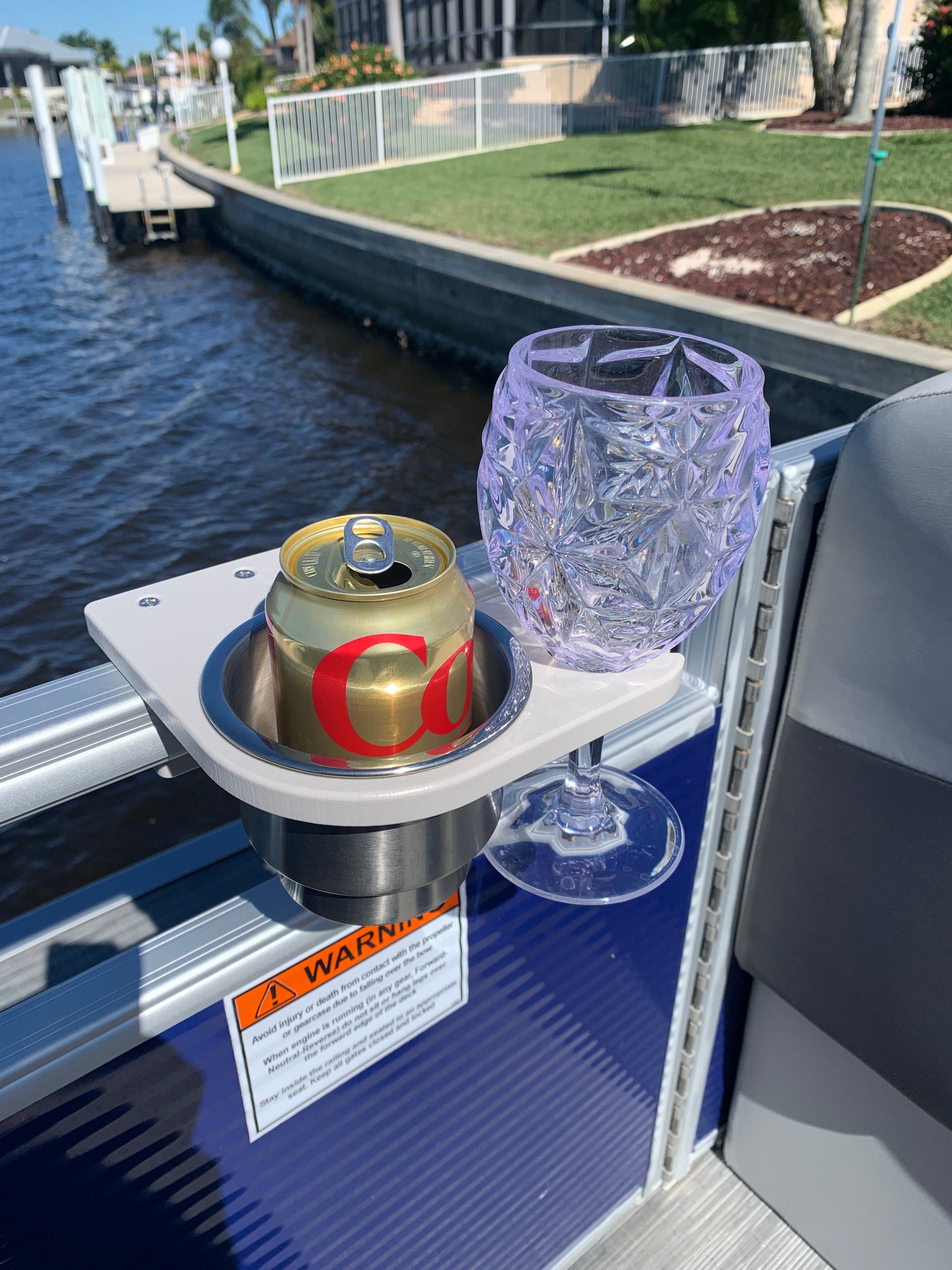 Pontoon Rail Cup & Wine Glass Holder | Deep Blue Outdoors