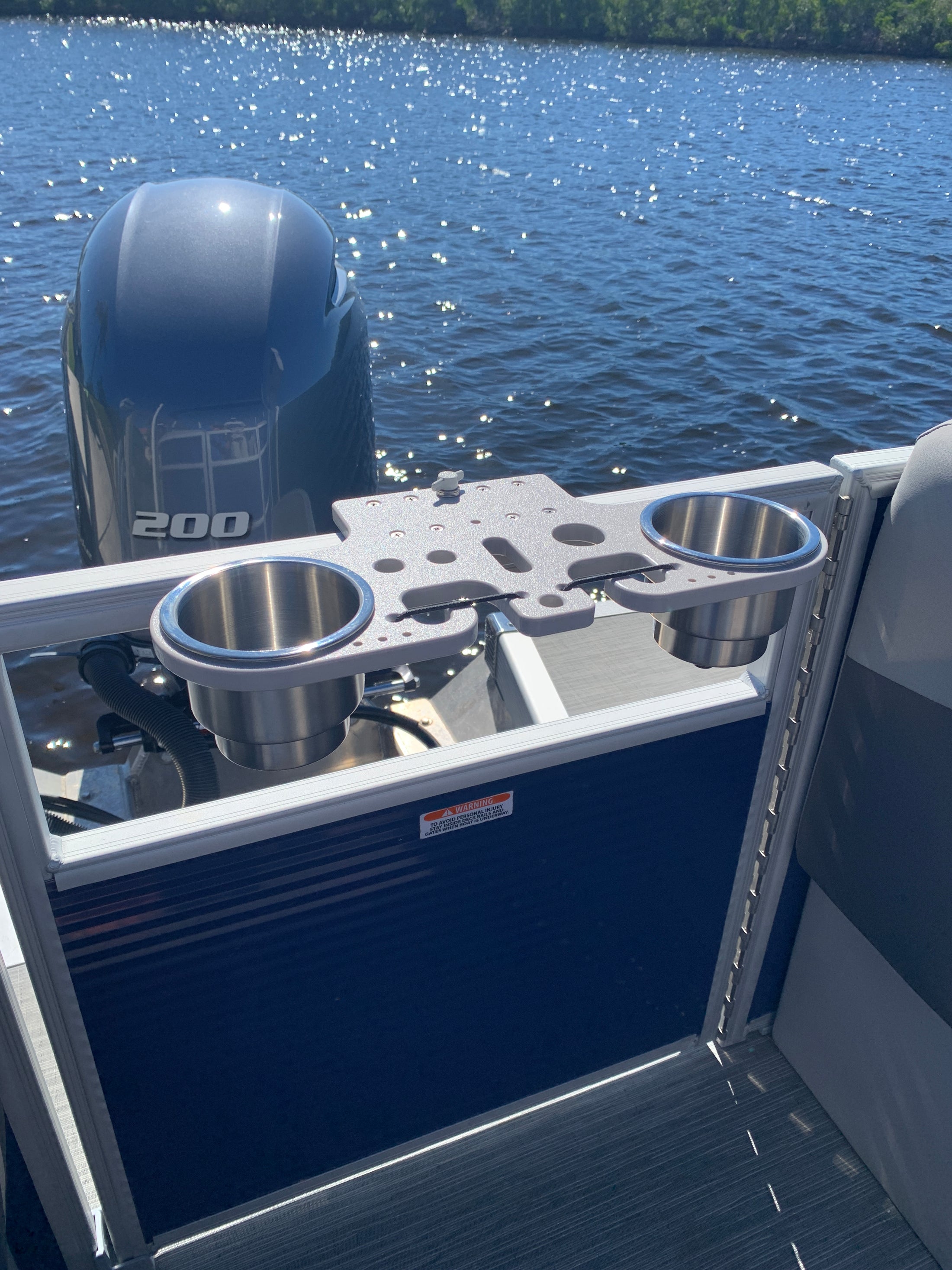 Pontoon Rail - Double Cup and Rod Holder with Tool Organizer slots ...