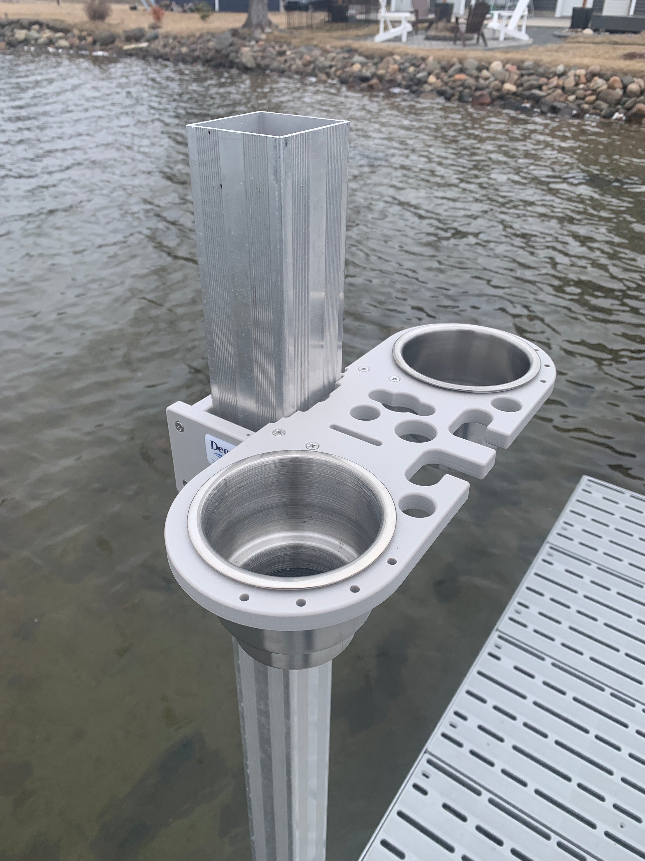 Dock Post – Double Rod and Cup Holder – Deep Blue Outdoors