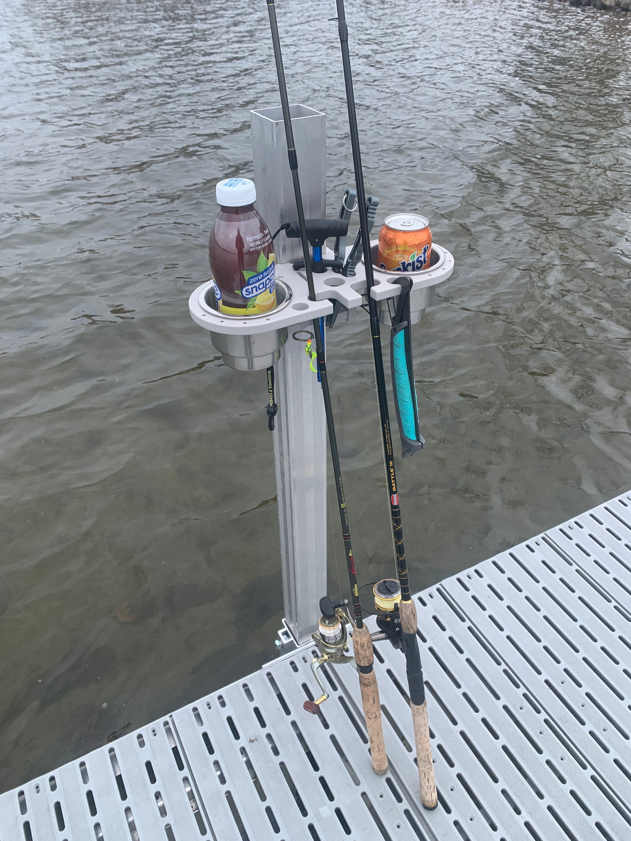 Dock Post – Double Rod and Cup Holder – Deep Blue Outdoors
